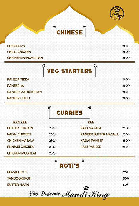 Menu at Mandi King Elite Arabian Restaurant, Hyderabad