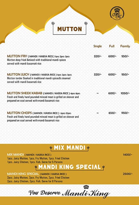 Menu at Mandi King Elite Arabian Restaurant, Hyderabad