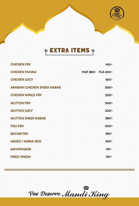 Menu at Mandi King Elite Arabian Restaurant, Hyderabad