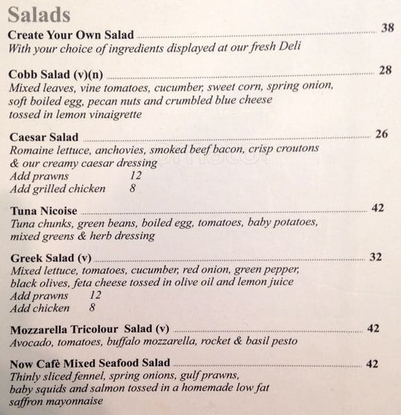 Menu at Now Cafe, Dubai, 57WH+H4J - Lower Ground