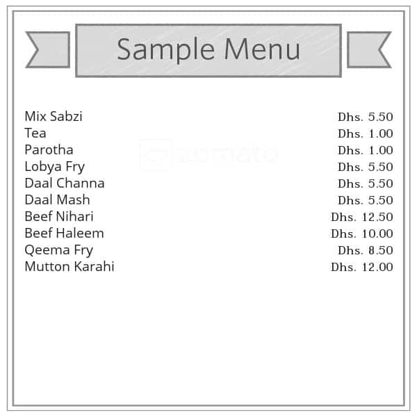 Menu at Fakhar Punjab Restaurant, Sharjah