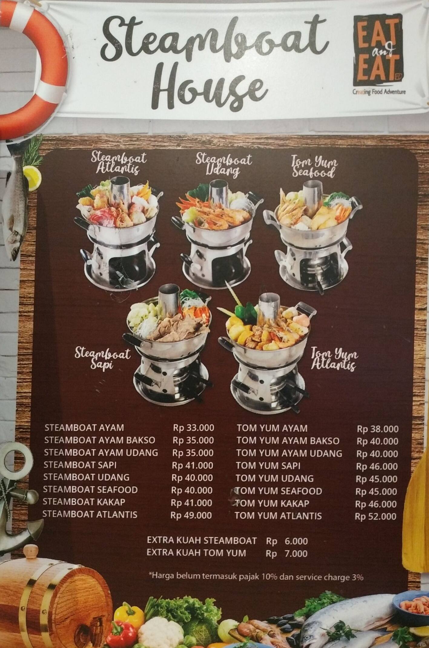 Menu at STEAMBOAT House restaurant, Bekasi Regency, Jalan Boulevard ...