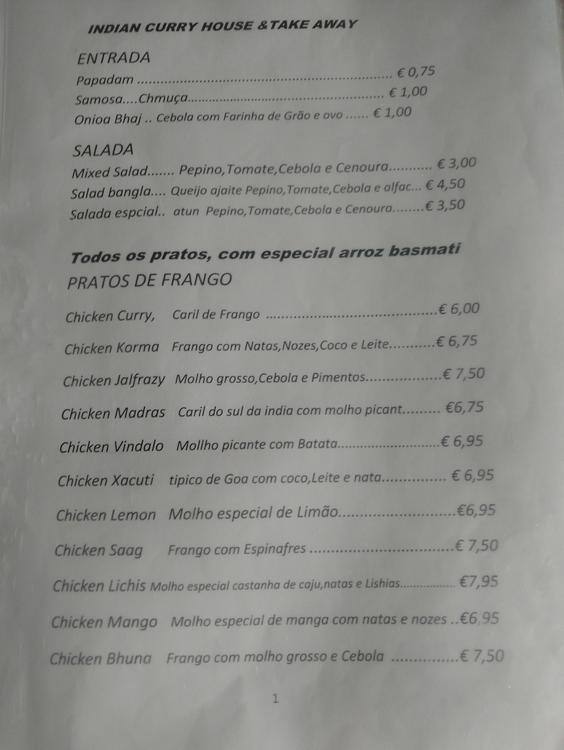 Menu at Casa Macau cafe, Lisbon, R. de São Bento 325