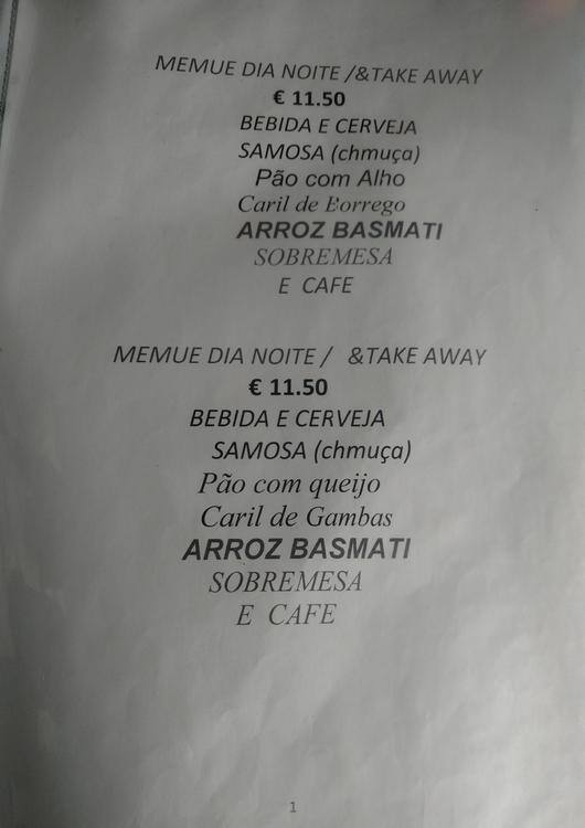 Menu at Casa Macau cafe, Lisbon, R. de São Bento 325
