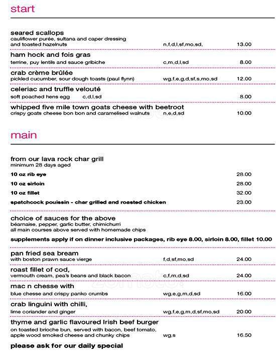 Menu at Coda Eatery restaurant, Dublin, Point Square