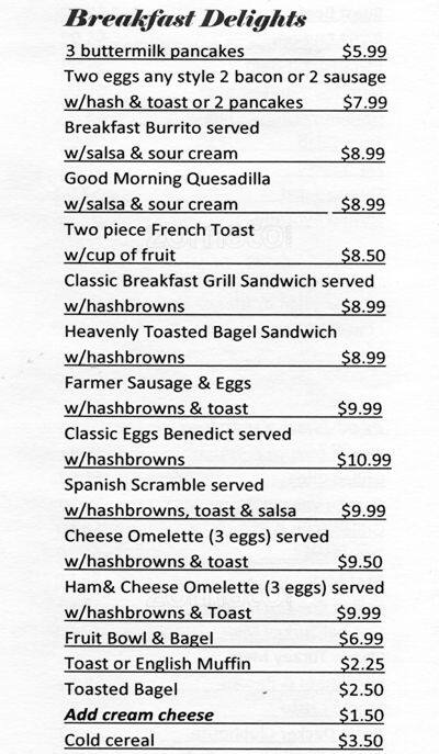 Menu at Only U Cafe, Vancouver