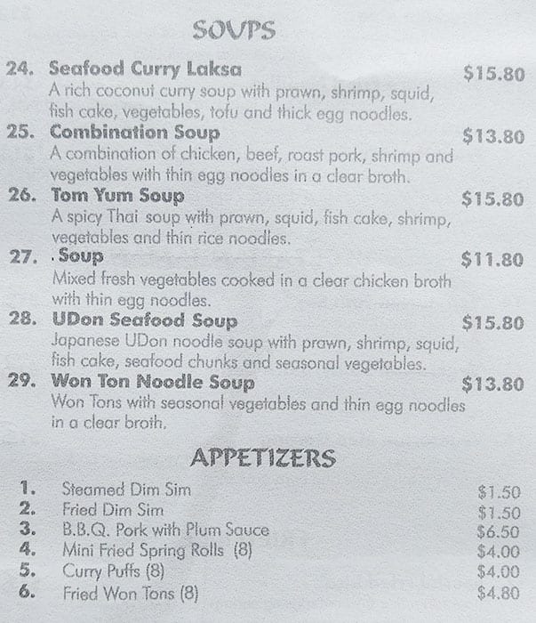 Menu at Noodle Hub fast food, Langwarrin