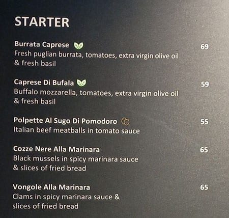 Menu of Cibo Italiano, Jumeirah Lake Towers (JLT), Dubai