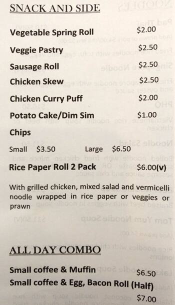 Menu at Cafe Green Corner, Mentone