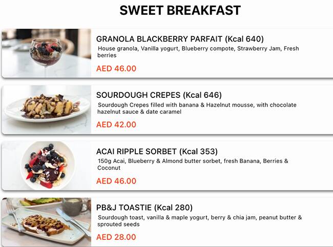 Menu of Nourish, Al Safa, Dubai