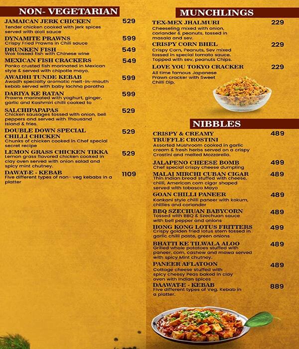 Menu of Double Down, Elgin, Kolkata