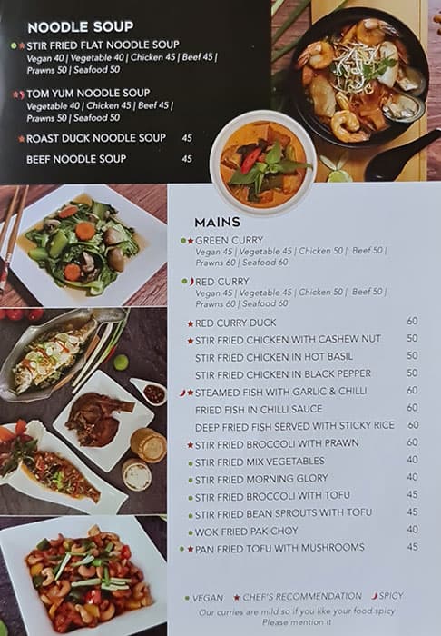 Menu at Jade Restaurant - Thai Malaysia Singapore, Dubai