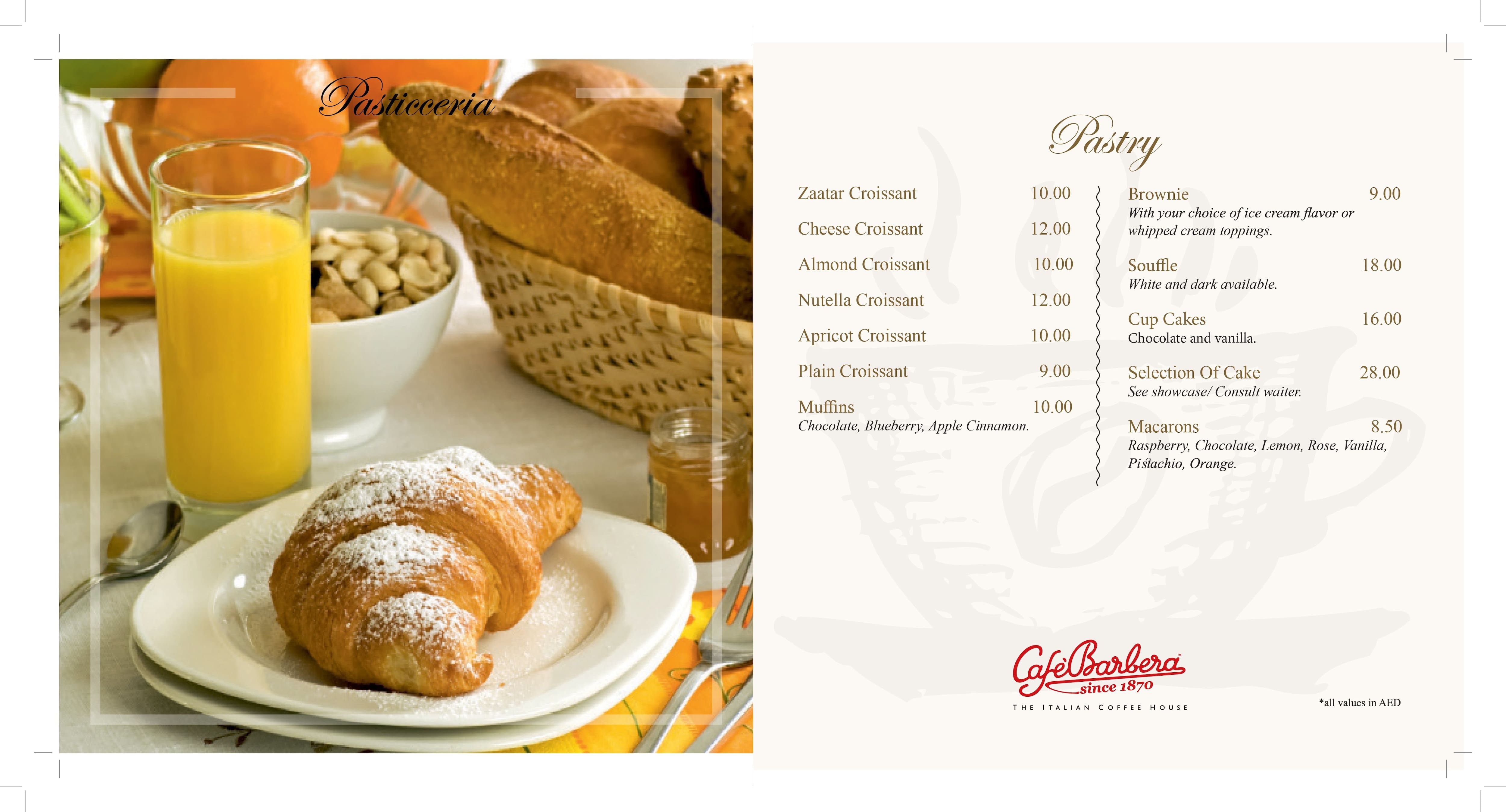 Cafe Barbera Menu, Menu for Cafe Barbera, Downtown Dubai, Dubai - Zomato