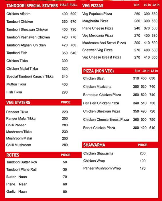 Menu of Samovar Cafe, Chinar Bagh, Srinagar