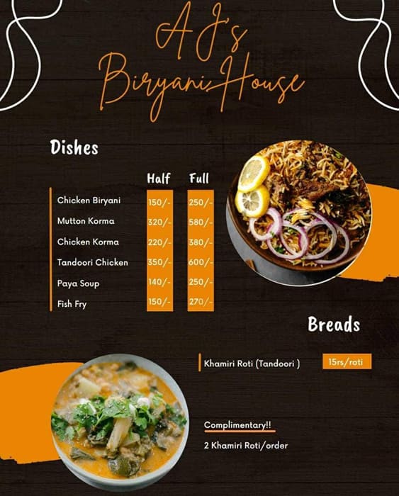 Menu of AJ's Chicken Mutton, Sigma 1, Greater Noida