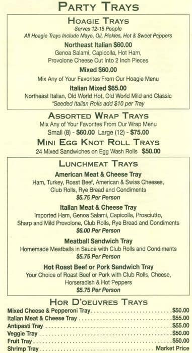 Menu at Rock's Italian Deli restaurant, Rockledge