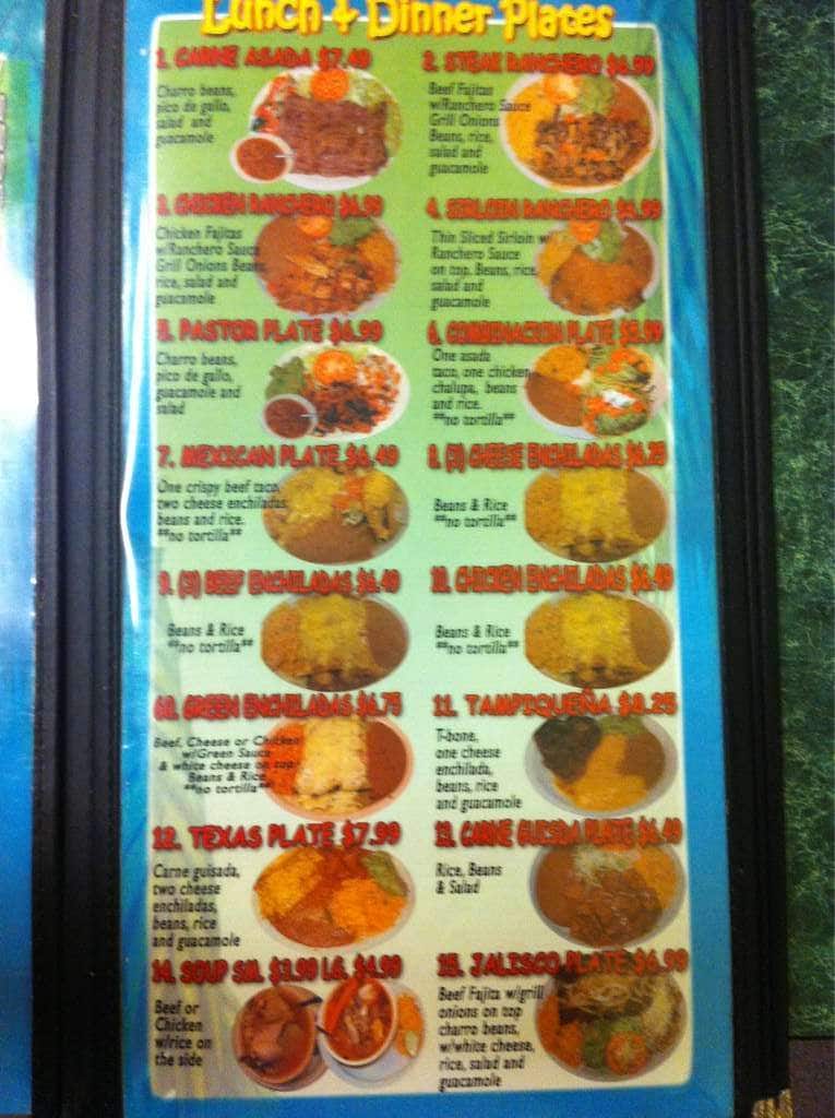Menu at Cancun Mexican Restaurant, Port Aransas, TX-361 E