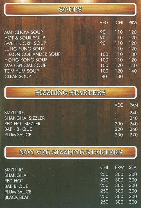 Mao The Family Restaurant Menu - Zomato