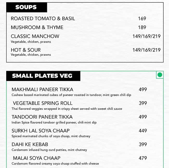 Menu of Noida Pub Exchange, Sector 18, Noida