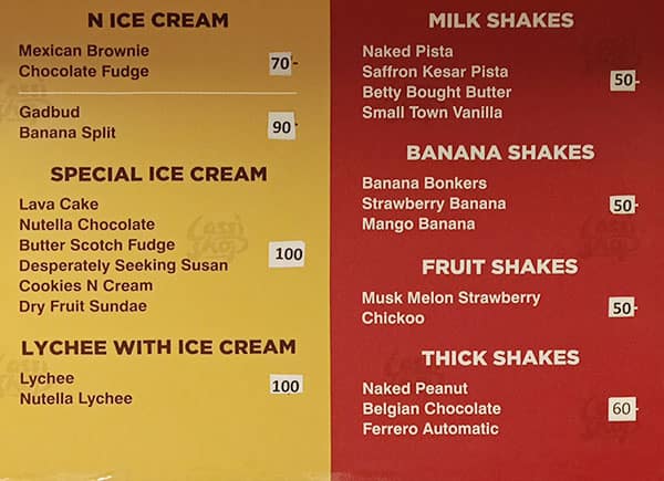 Menu at Lassi Shop, Hyderabad, Door 1-99