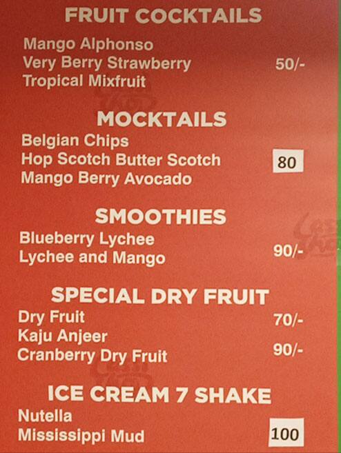 Menu at Lassi Shop, Hyderabad, Door 1-99