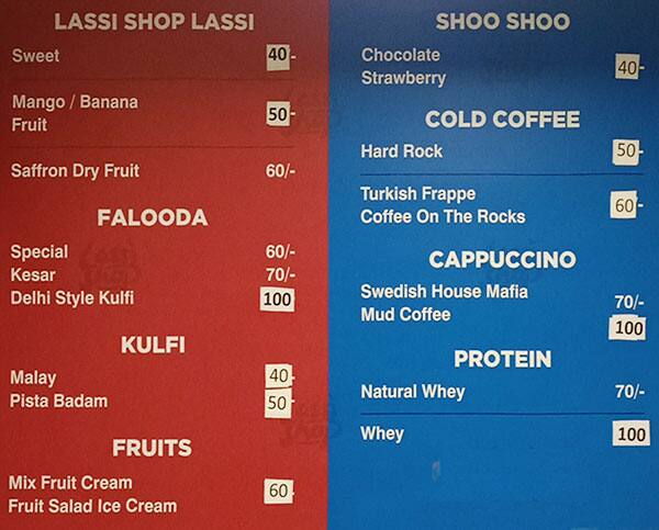 Menu at Lassi Shop, Hyderabad, Door 1-99