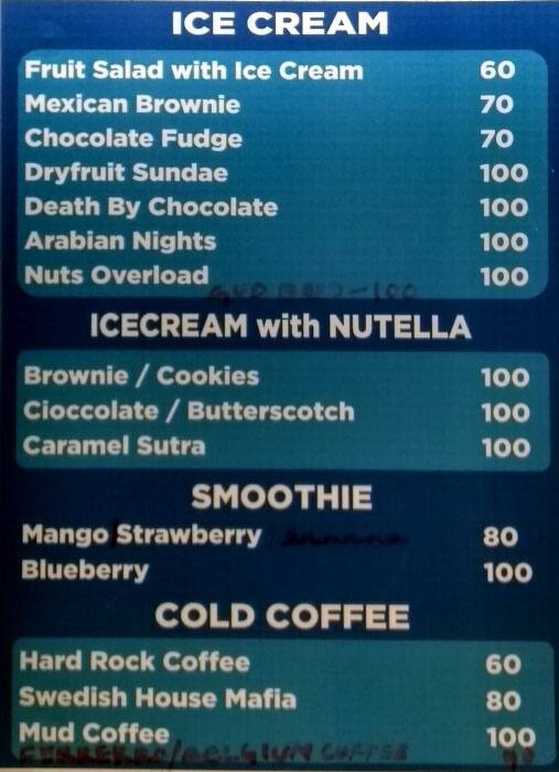 Menu at Lassi store, Hyderabad, 4-134