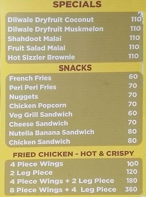 Menu at Lassi store, Hyderabad, 4-134