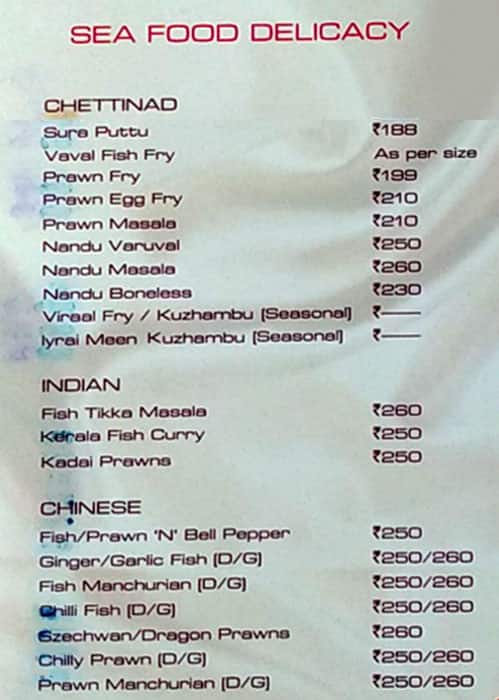 Menu of Anjappar, KK Nagar, Madurai