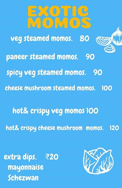 Menu of Exotic Momos, Tolichowki, Hyderabad