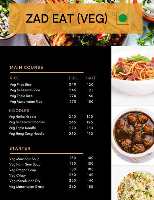 Menu of Zad Eat, Hiranandani Estate, Thane West, Thane