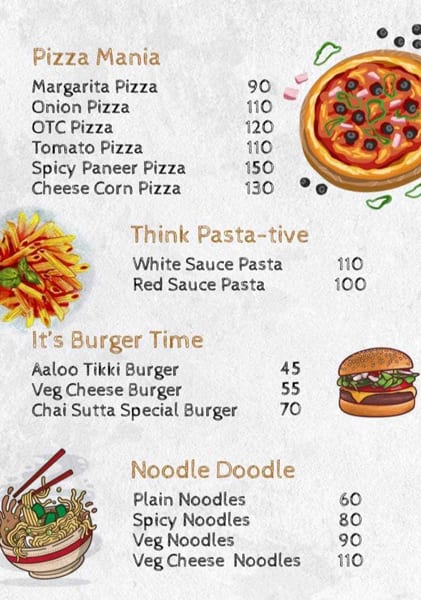 Menu of Chai Sutta Cafe & Restro, Raja Park, Jaipur