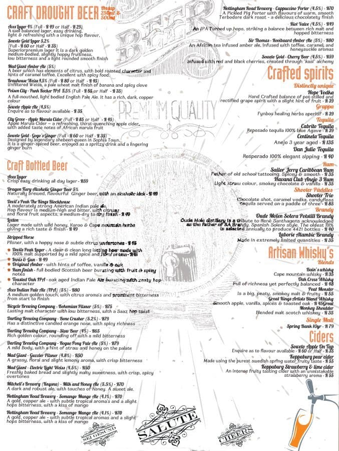 Speisekarte von Craft restaurant, Randburg