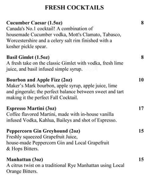 Menu at Citrus Restaurant & Lounge, Toronto