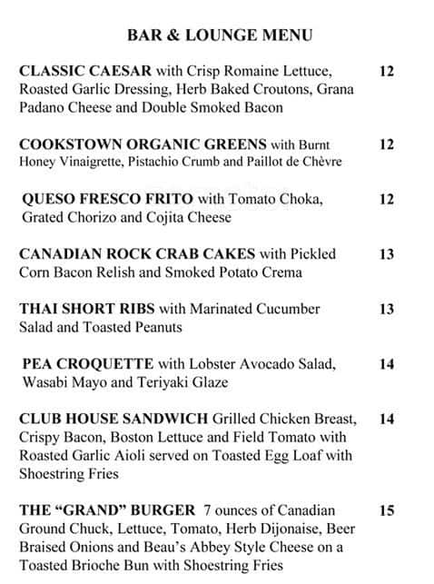 Menu at Citrus Restaurant & Lounge, Toronto