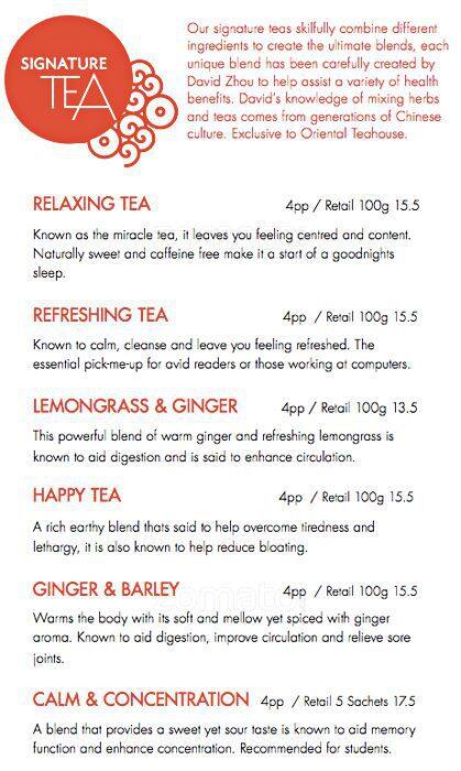 Menu at Oriental Teahouse Chadstone restaurant, Chadstone