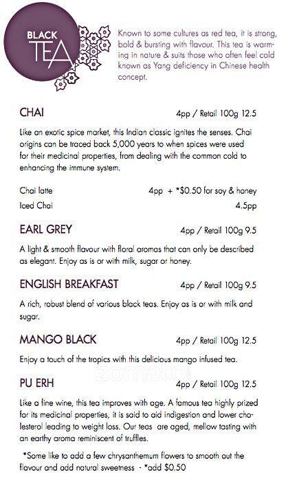 Menu at Oriental Teahouse Chadstone restaurant, Chadstone