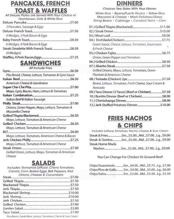 Menu at Super Chi Chi restaurant, Chicago