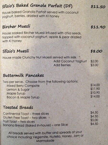 Menu at Sfizio Cucina restaurant, Norwood