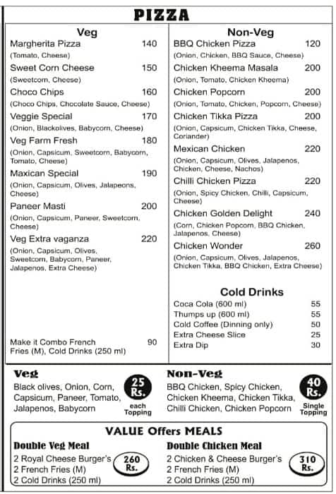 Menu at Baba Burger's 1, Pune