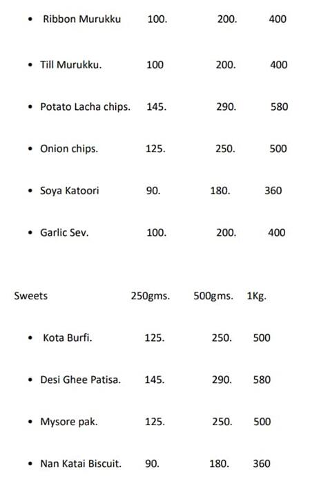 Menu at South Indian Hot Chips, New Delhi, Rina Rd