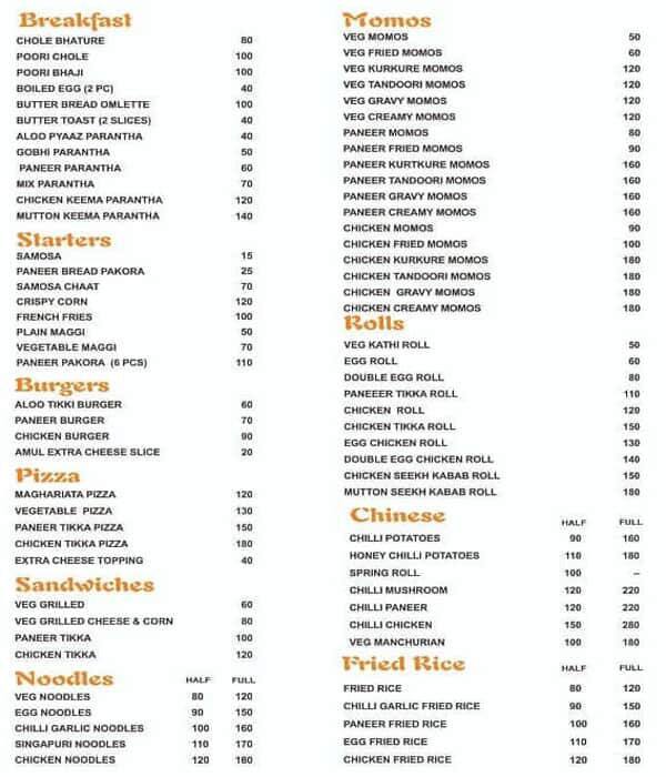 Menu at Life of Spice, New Delhi