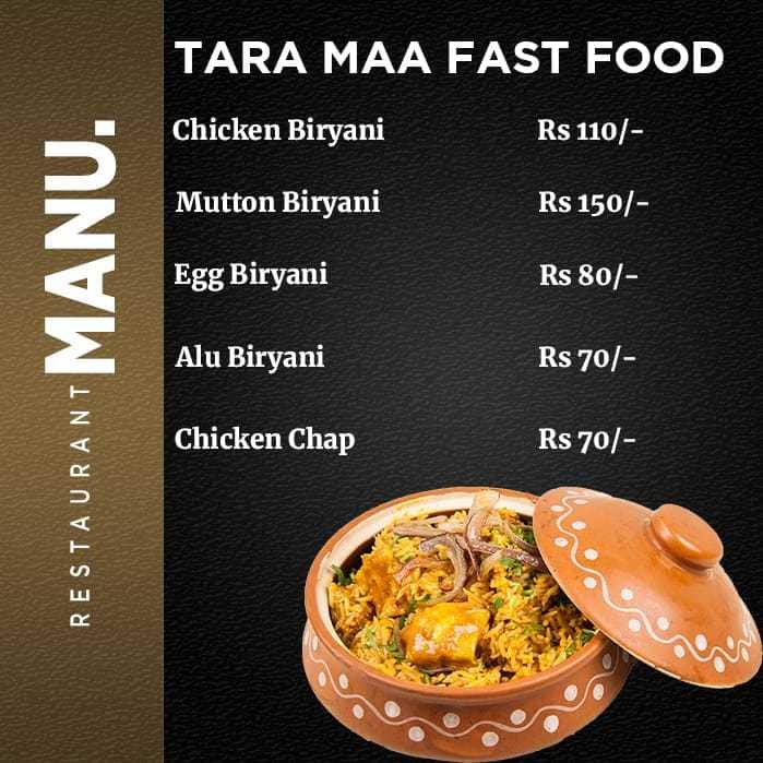 Menu of Tara Maa Fast Food, Rishra, Kolkata