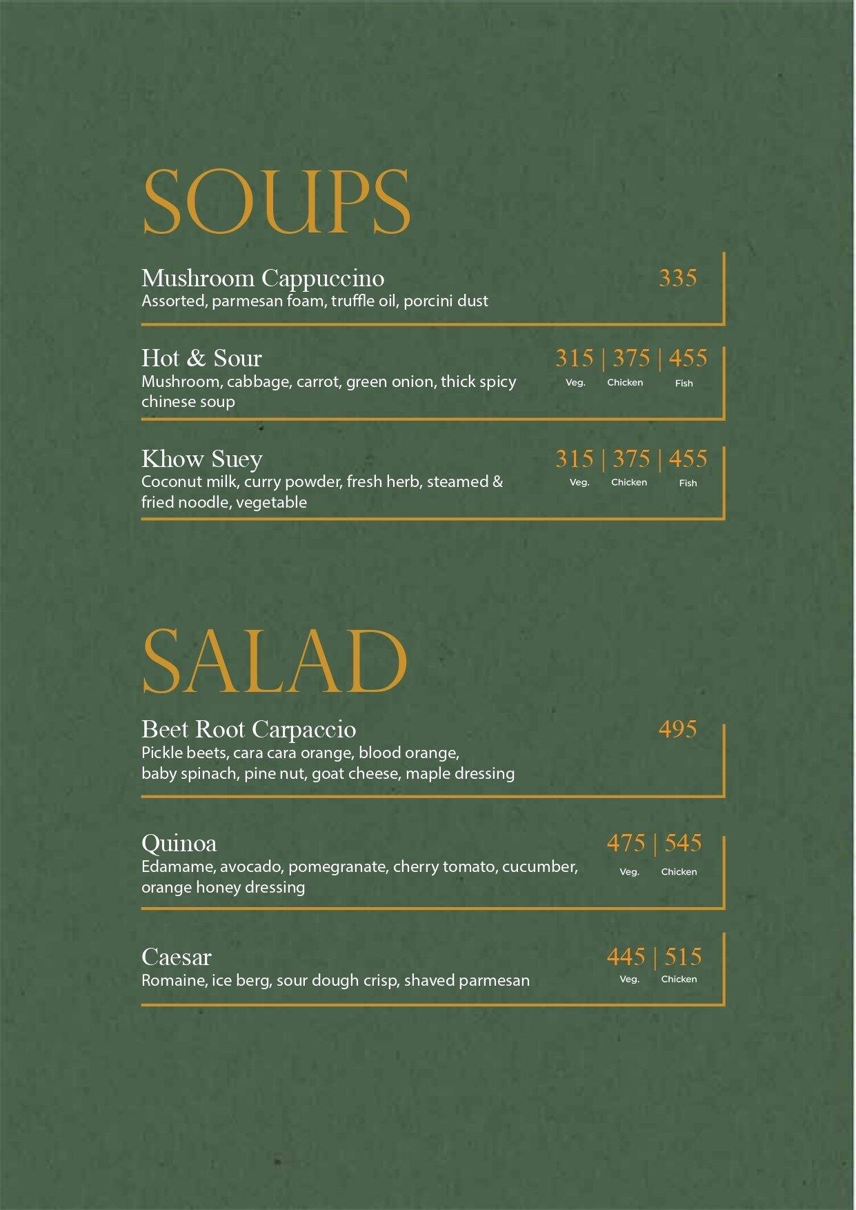 Menu of Soul Barcelona, Sector 66, Gurgaon