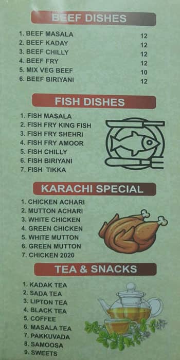 Menu at Karachi Restaurant Naser & Haji, Sharjah, 7CW5+PPW - S102