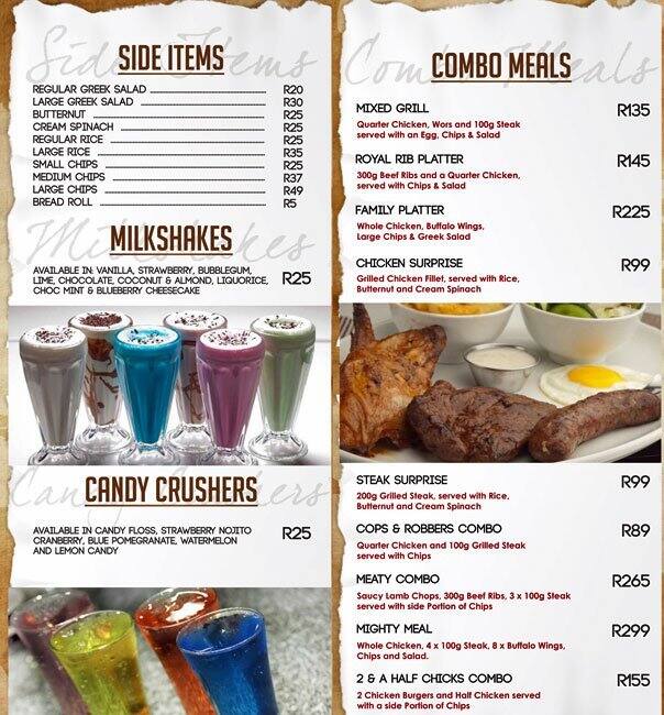 Menu at Jimmy's Killer Grills restaurant, Roodepoort, Cnr Ontdekkers Road