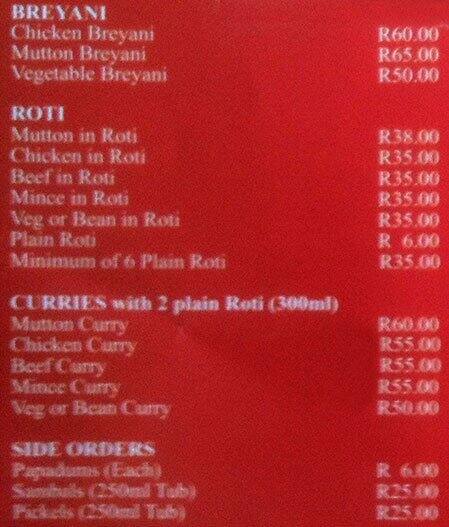 The Curry Muncher Menu, Menu untuk The Curry Muncher, Glenvista ...