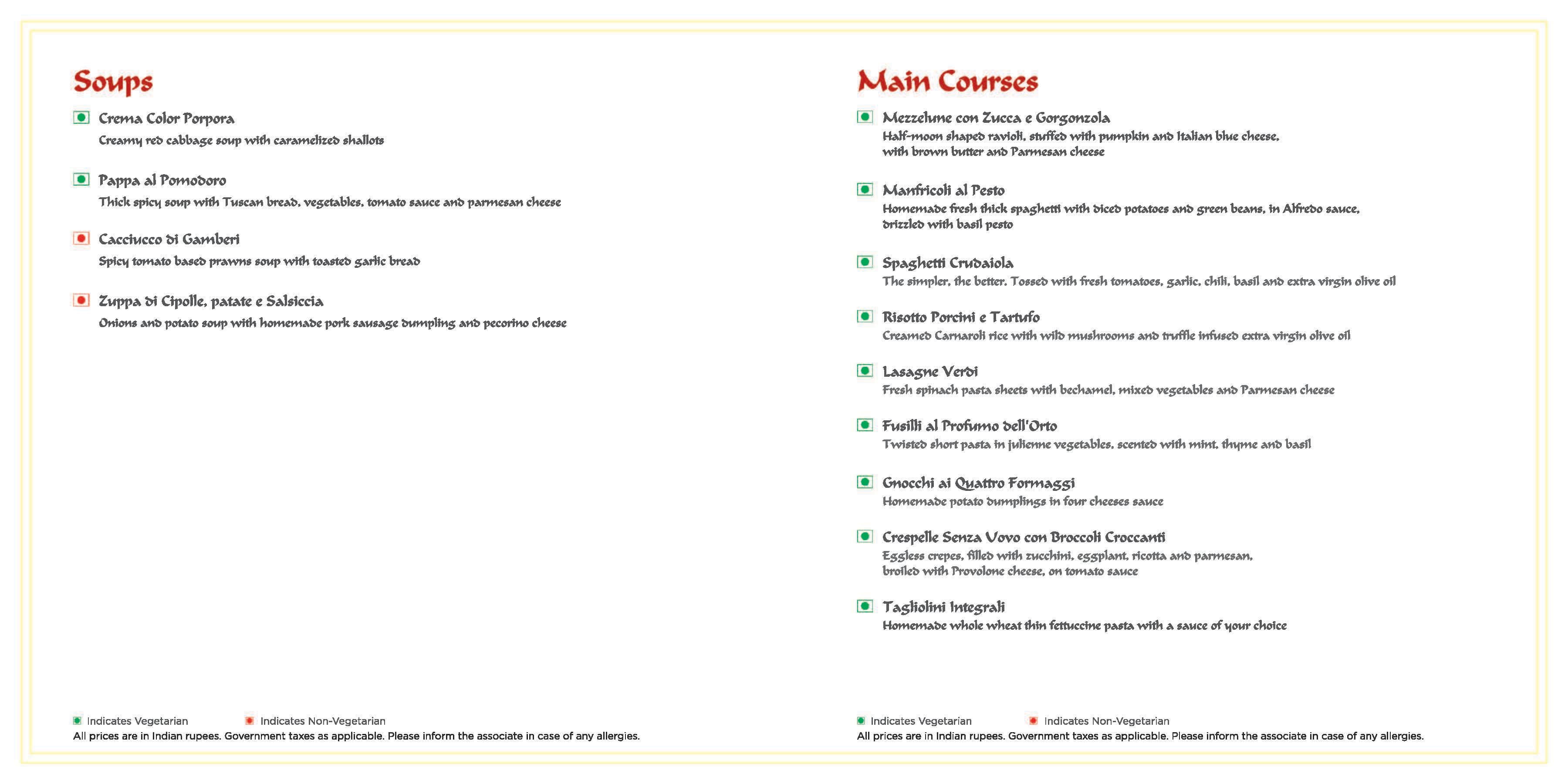 Menu at Tea Lounge, Chennai, Taj Coromandel