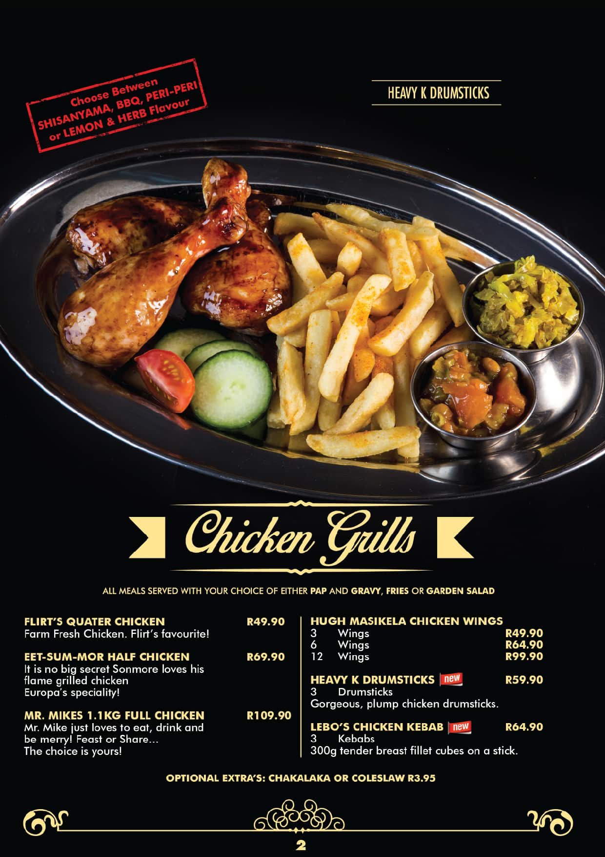 Menu at Europa Groove Lounge pub & bar, Pretoria