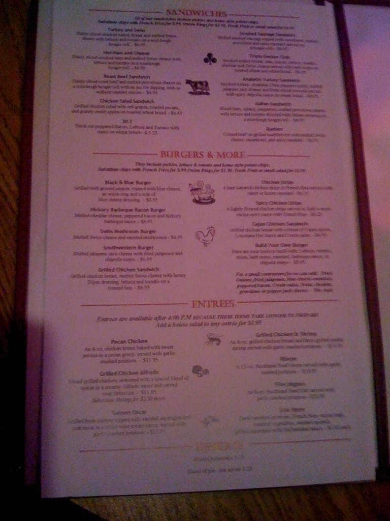 Menu at Markham Street Grill & Pub, Little Rock